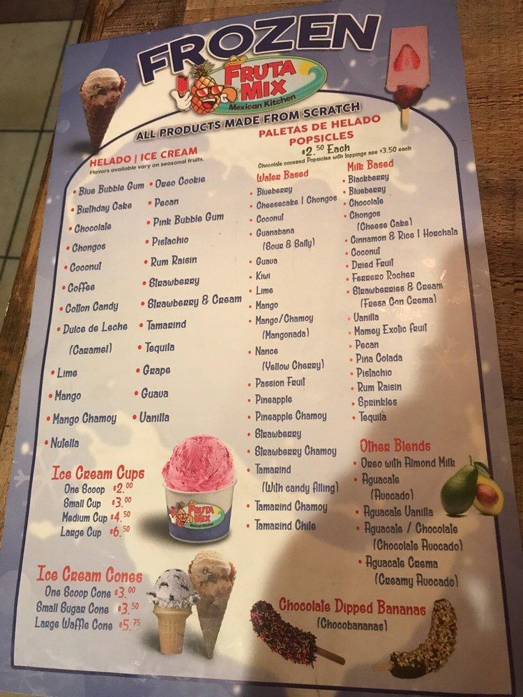 Carta del pub y bar Fruta Mix, Winter Garden