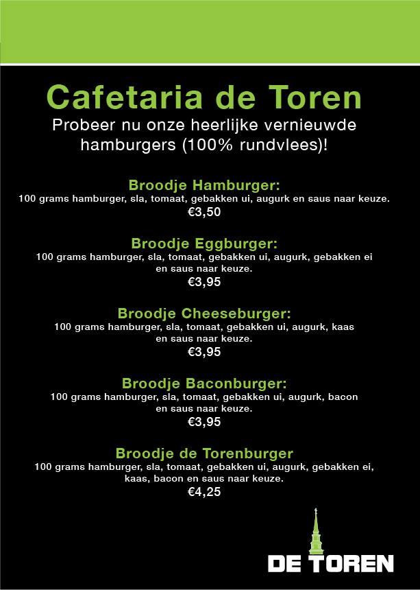 Menu at Cafetaria De Toren, Breda
