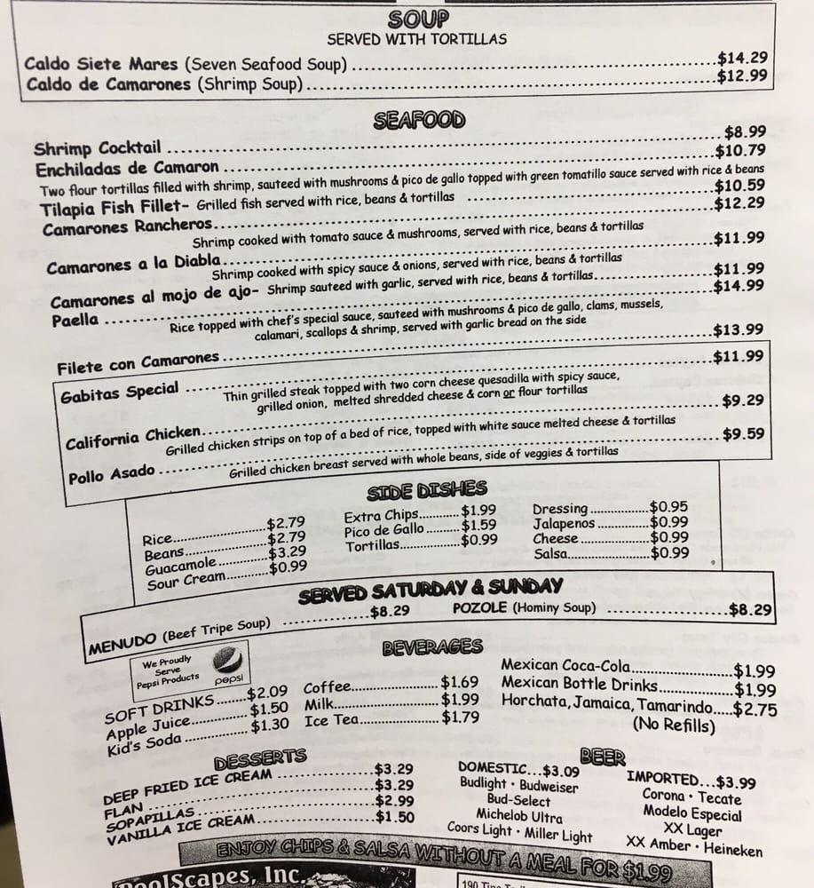 Menu at El Fogon Méxican Restaurant, Owasso, N Garnett Rd