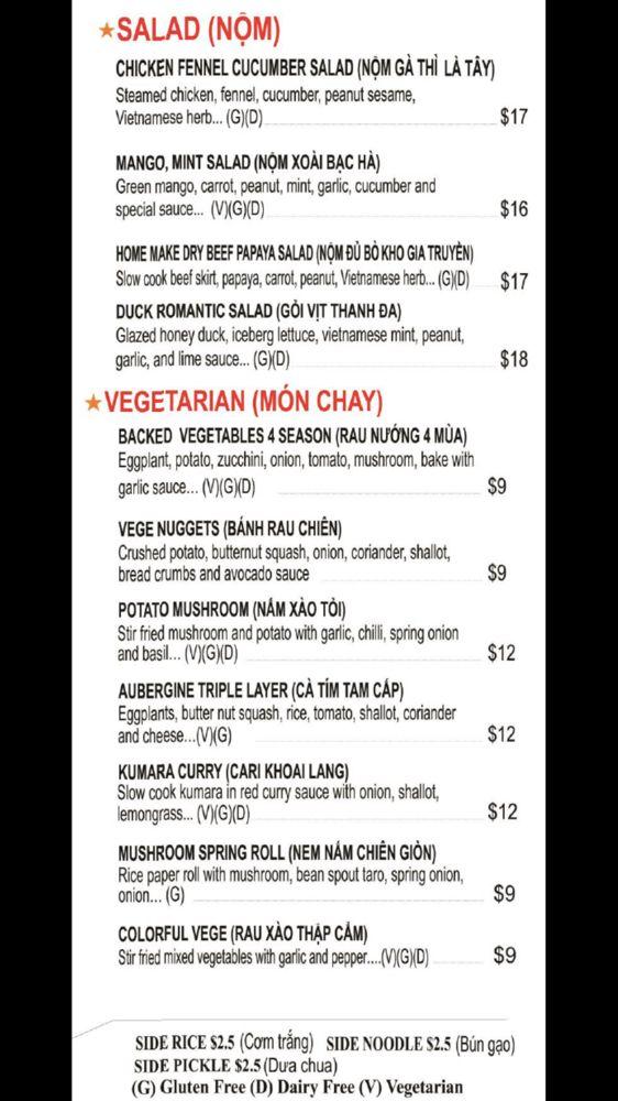 Menu at Nem Vietnamese Fusion House restaurant, Auckland
