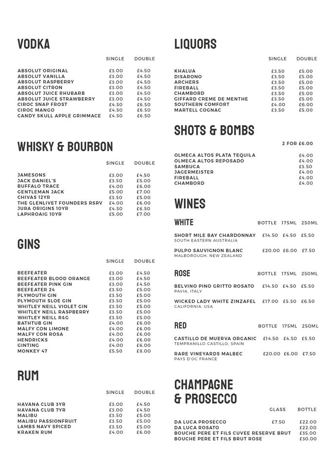 Menu at Next Level pub & bar, Halifax