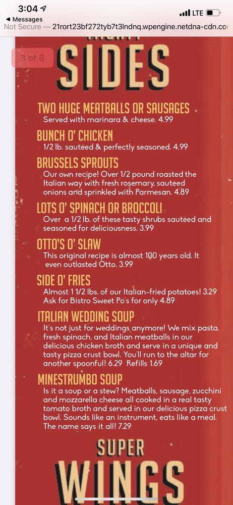 Menu at Oregano's pizzeria, Littleton