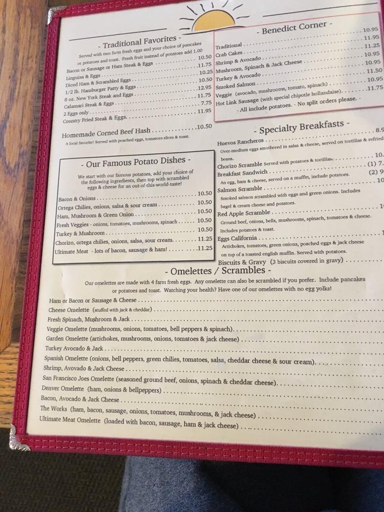 Menu at Red Apple Café cafe, Watsonville