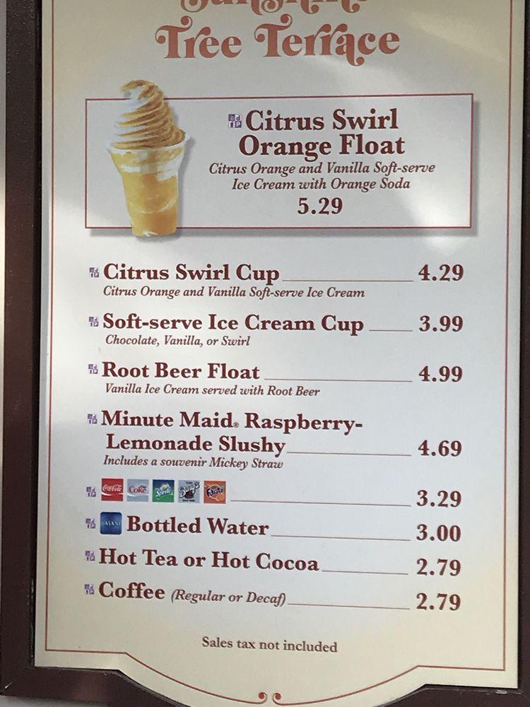 Menu at Sunshine Tree Terrace pub & bar, Bay Lake, Seven Seas Drive