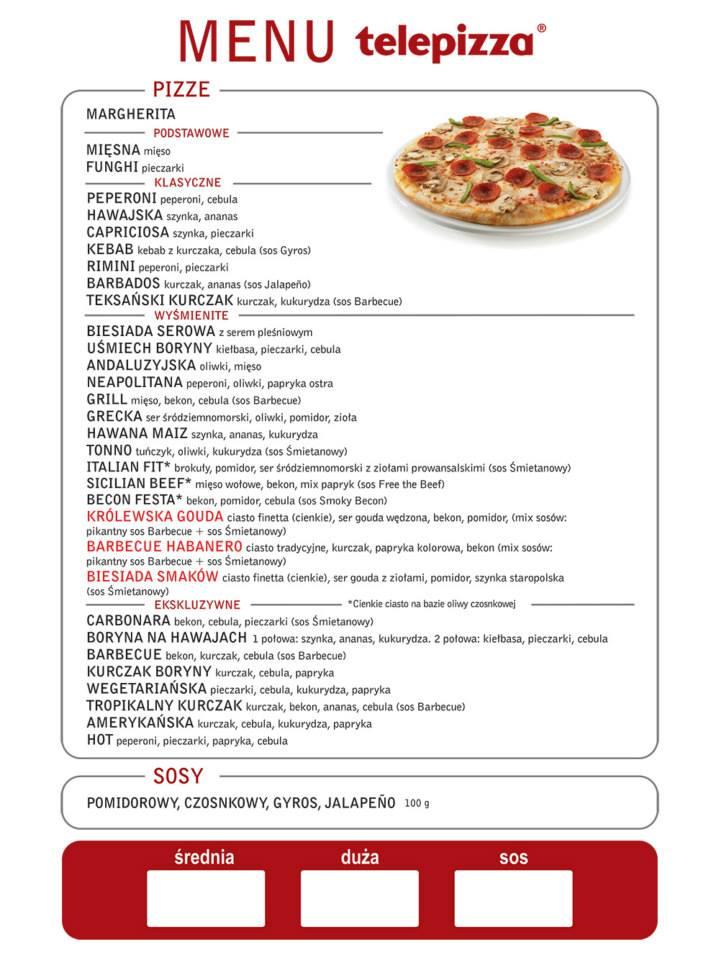 Menu at Telepizza Grochowska pizzeria, Warsaw