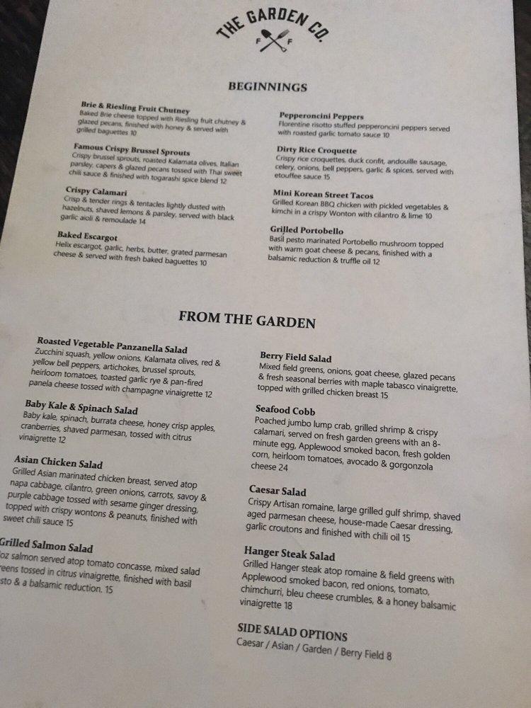 Menu at The Garden Company in Round Top cafe, Round Top
