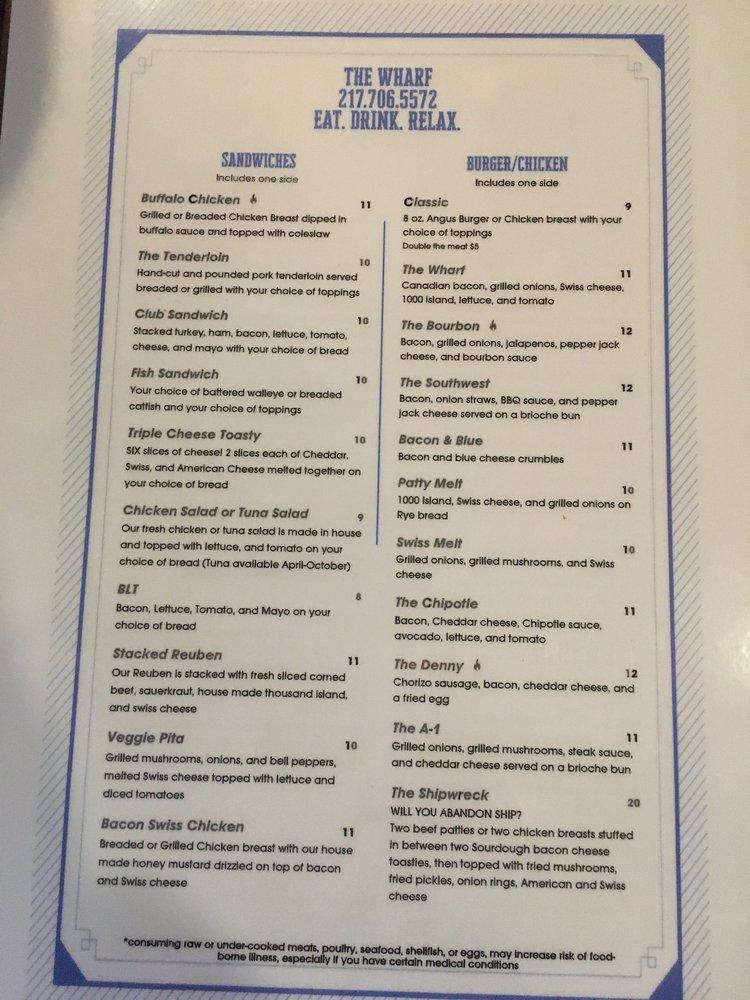 Menu at The Wharf - Kitchen & Bar, Decatur