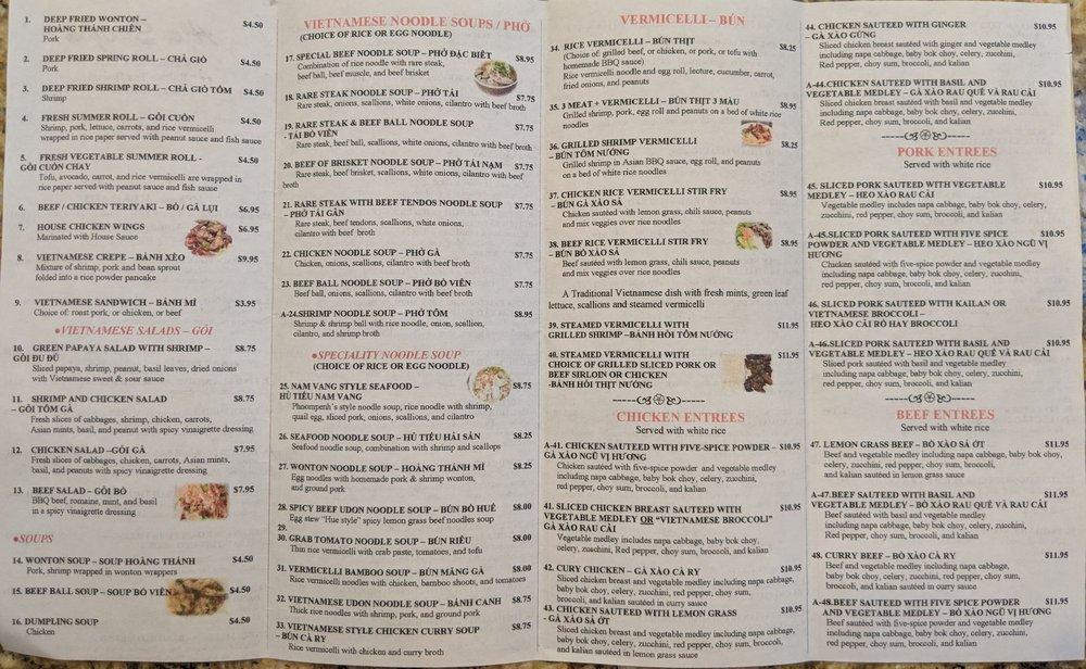Menu at Alo Saigon restaurant, Westfield