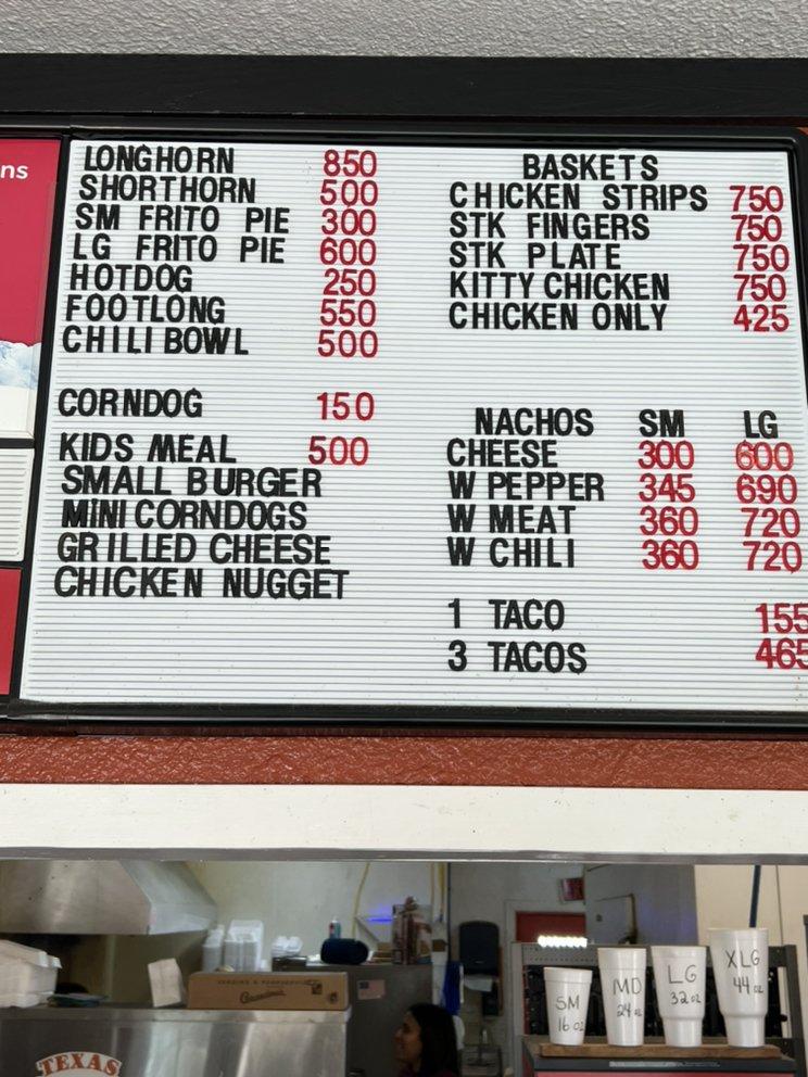Menu at Bevos Drive-In fast food, Vernon
