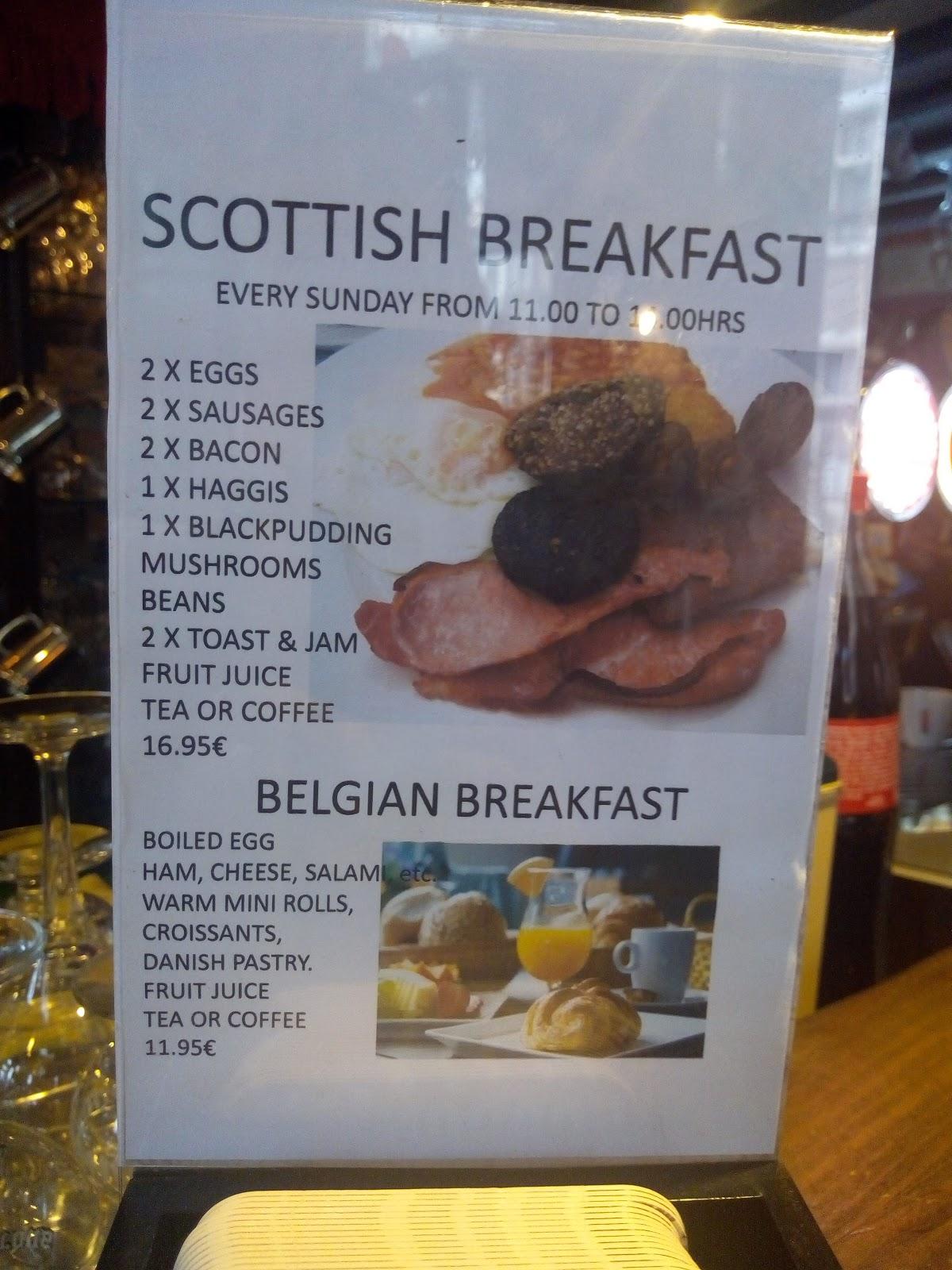 Menu at Highlander Cafe, Antwerp, Stadswaag 21