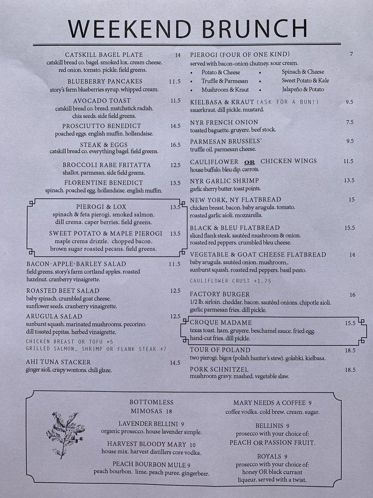 Menu at New York Restaurant, Catskill