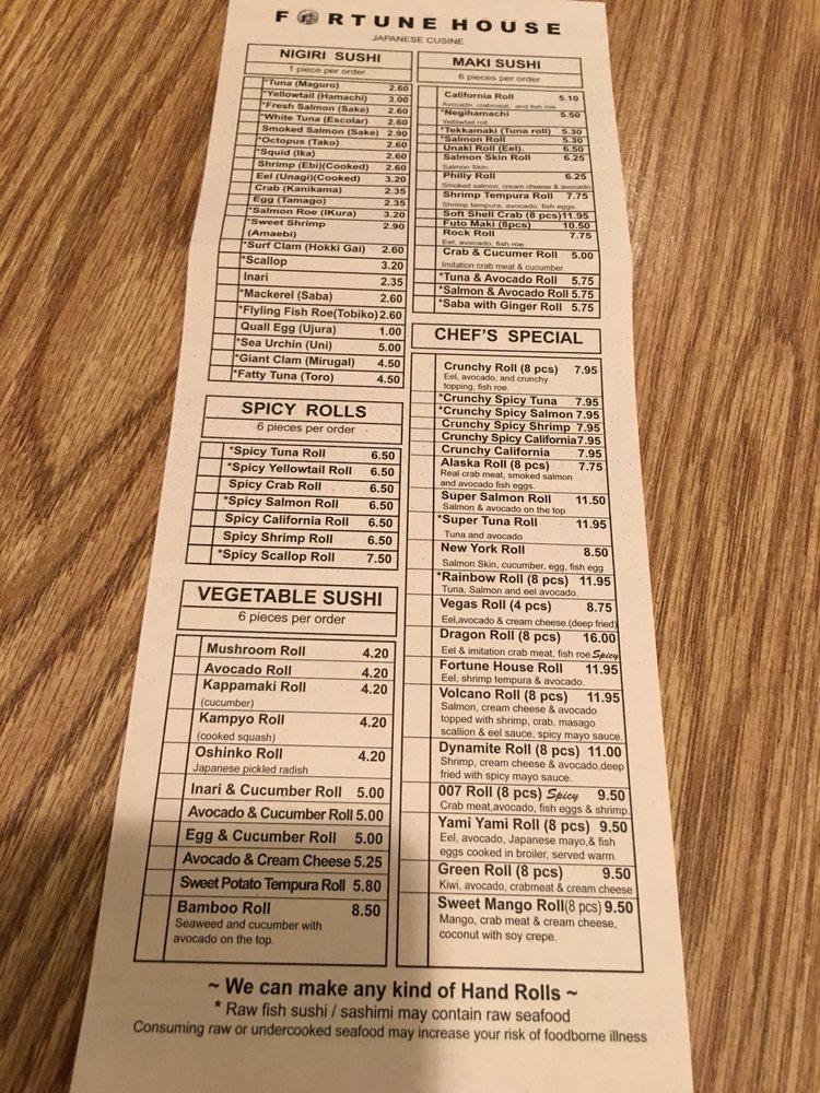 Menu at Burke Fortune House restaurant, Burke