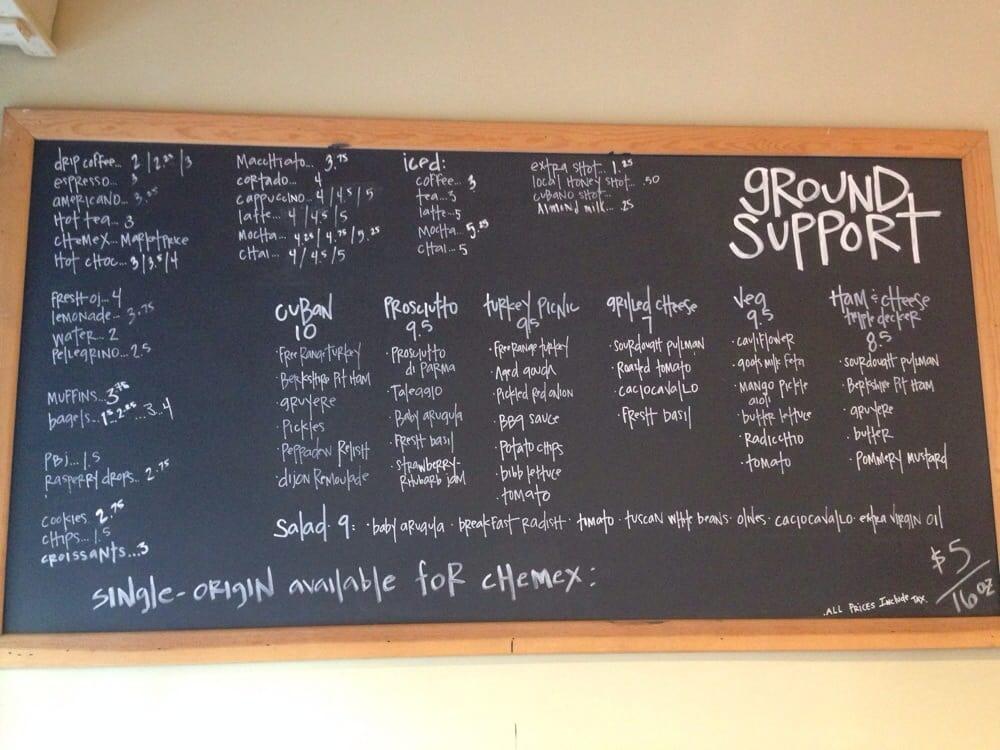 Menu at Ground Support Cafe, New York City
