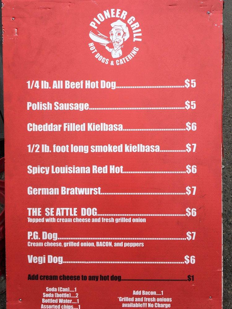 Menu at Pioneer Grill Hot Dog Stands restaurant, Seattle