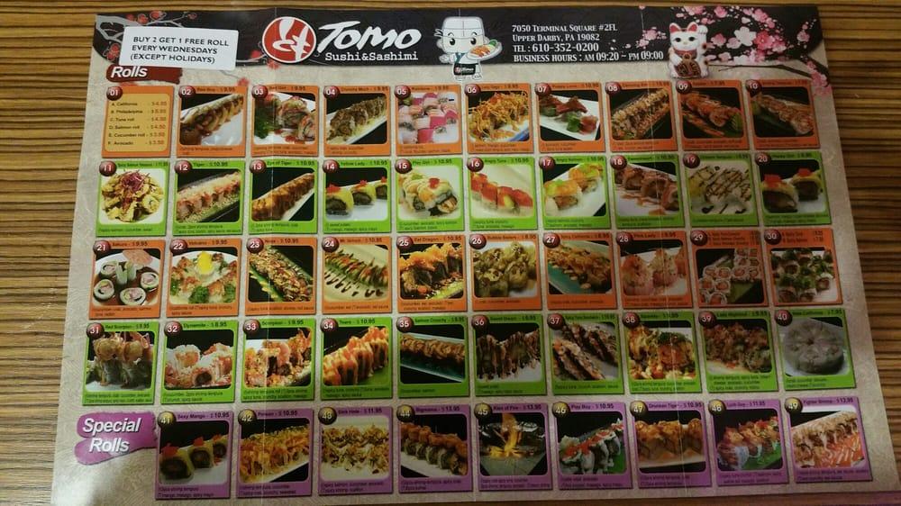 Menu at Tomo Sushi & Sashimi restaurant, Upper Darby
