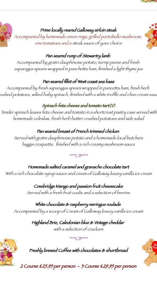 Menu at Creebridge Inn pub & bar, Newton Stewart