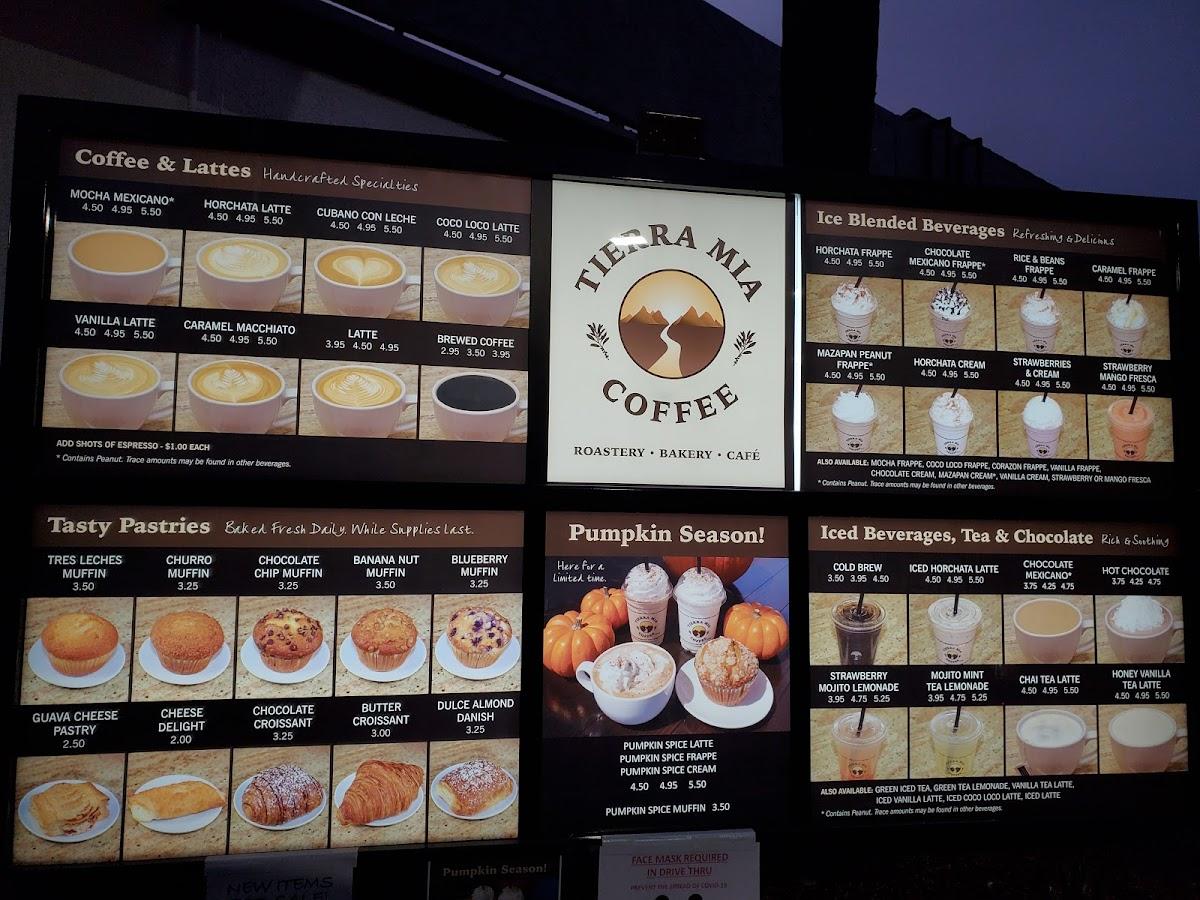 Menu at Tierra Mia Coffee Drive Thru restaurant, Pomona
