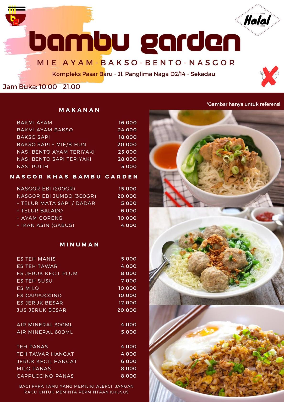 Menu at Bambu Garden restaurant, Sekadau