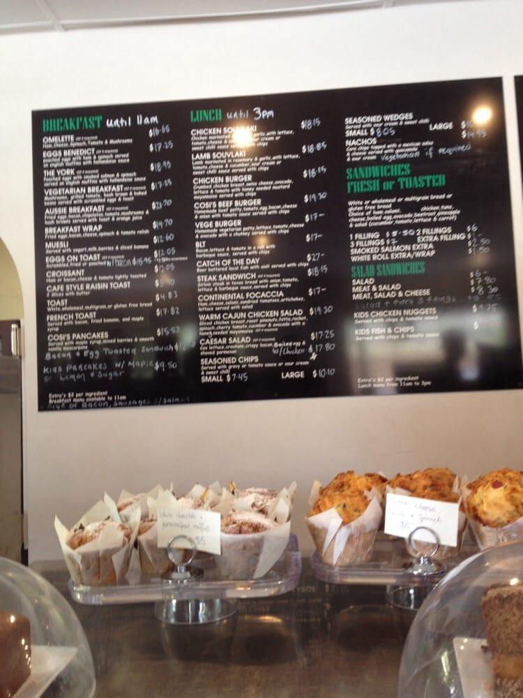 Menu at Cosi's Café restaurant, Albany