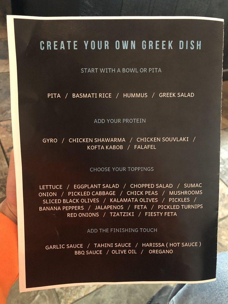 Menu at Happy Greek Cafe, Memphis