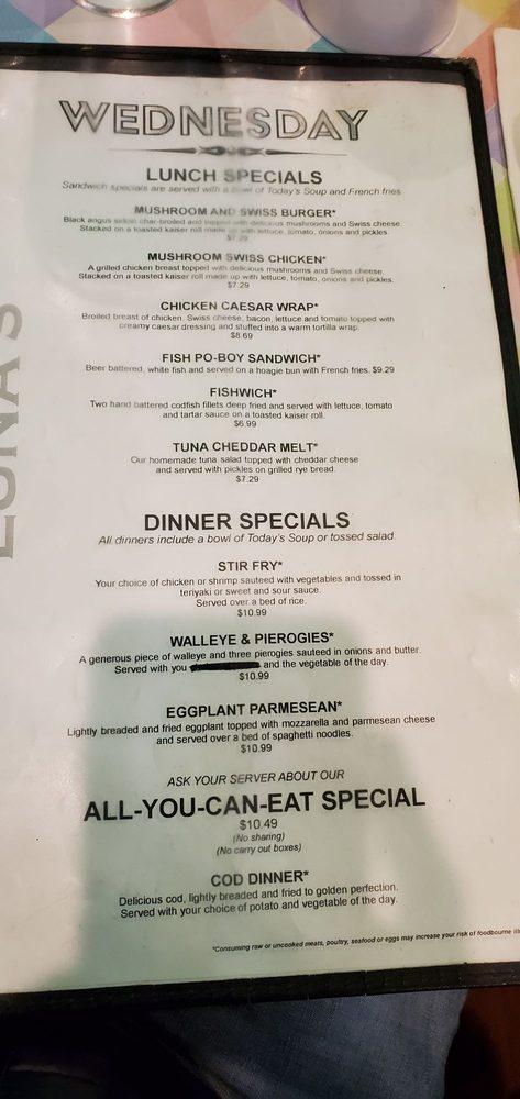 Menu at Luna's Family Restaurant, Northfield