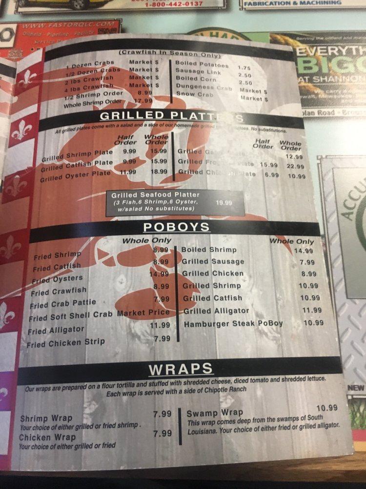 Menu at R & M's Boiling Point restaurant, Broussard, U.S. 90