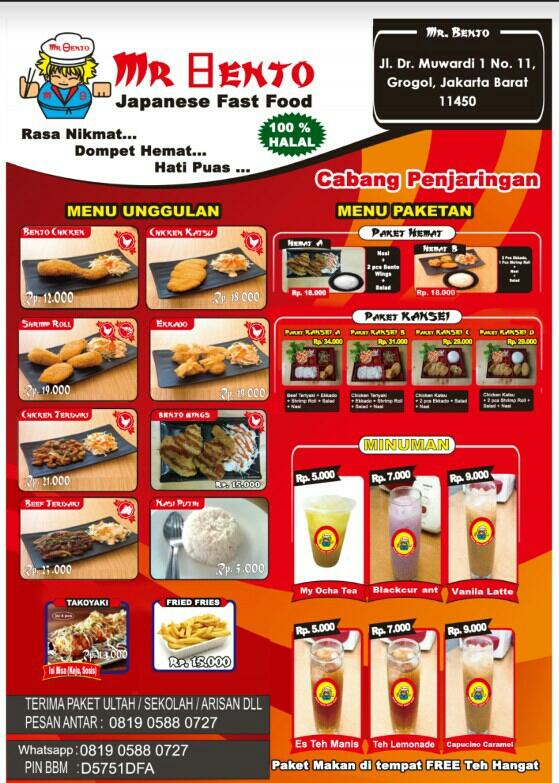 Menu at Resto Mr Bento restaurant, West Jakarta