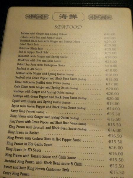 Menu at China Garden fast food, Navan