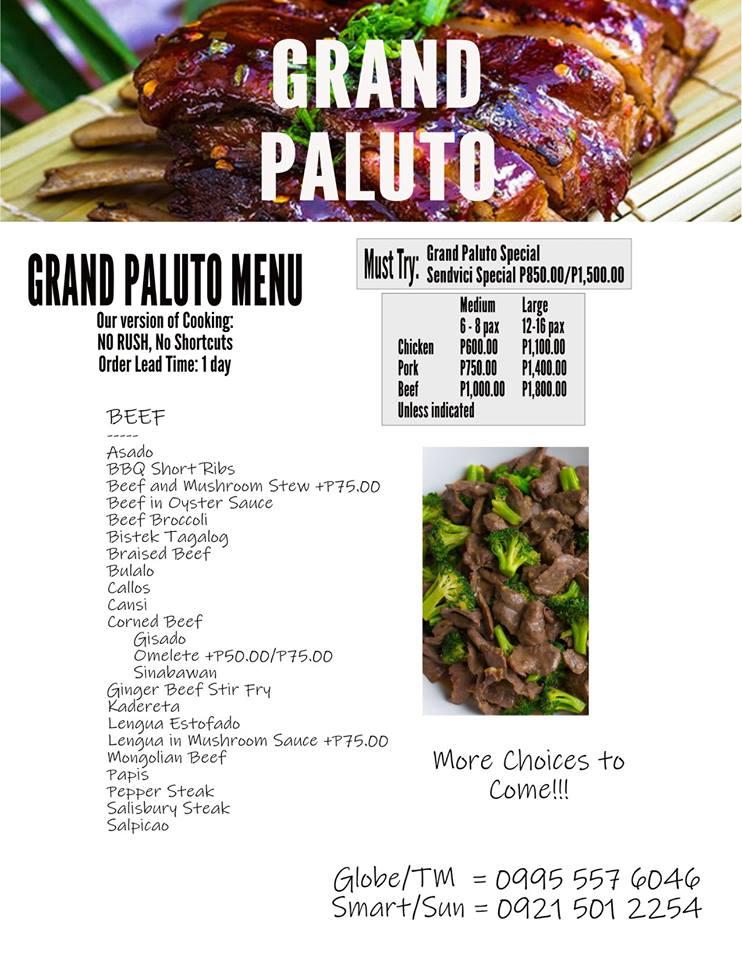 Menu at Grand Paluto, Cabanatuan City
