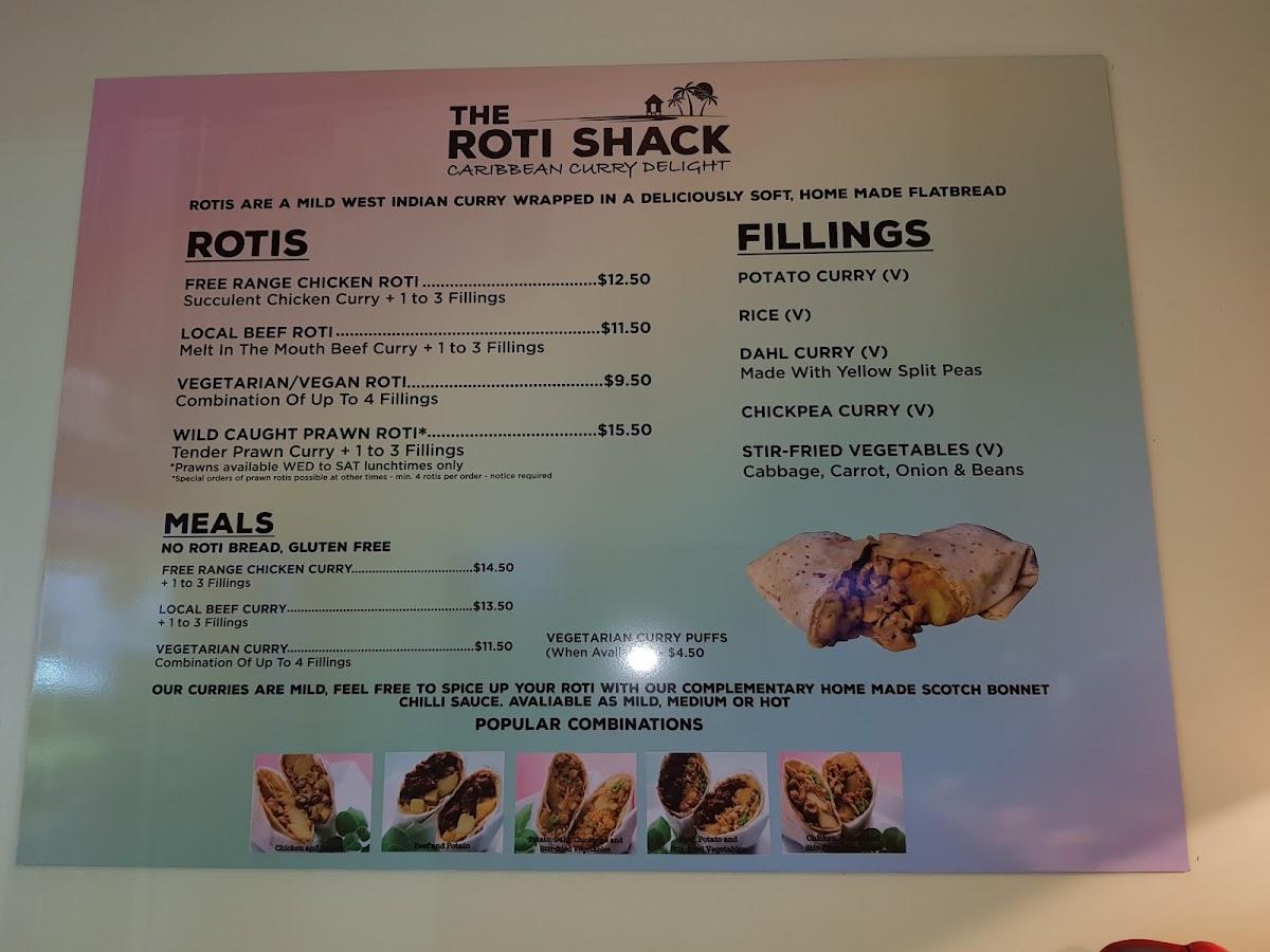 Menu at The Roti Shack fast food, Cairns