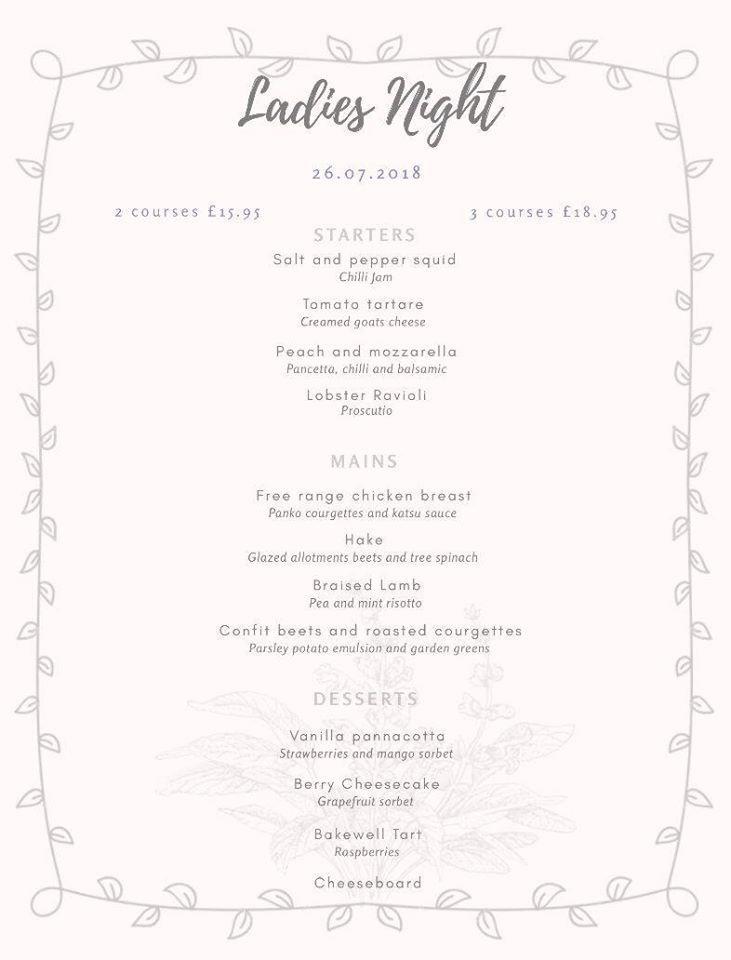 Menu at Blenheim House restaurant, Derby