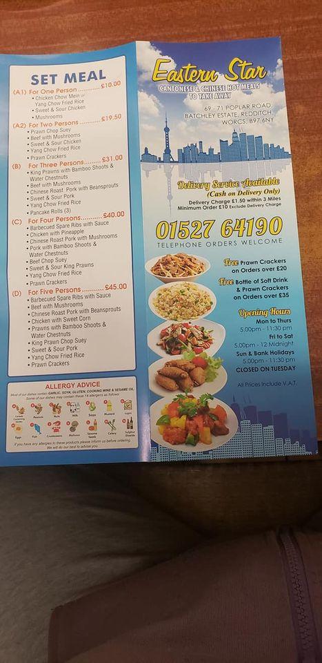 Menu at Eastern Star fast food, Redditch