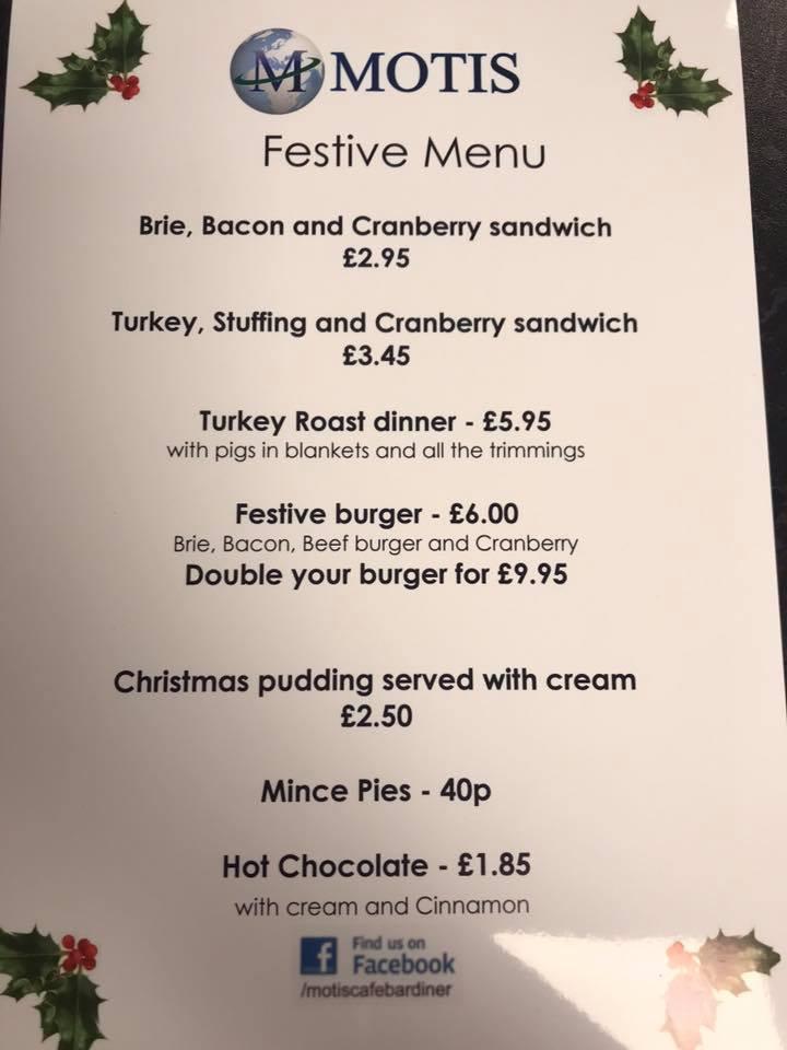 Menu at Motis Cafe-Bar, Dover
