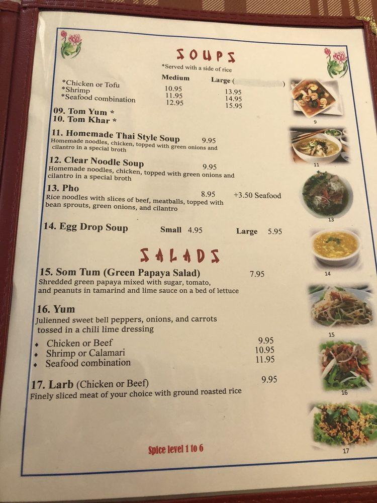 Menu at Thai Taste restaurant, Tulsa