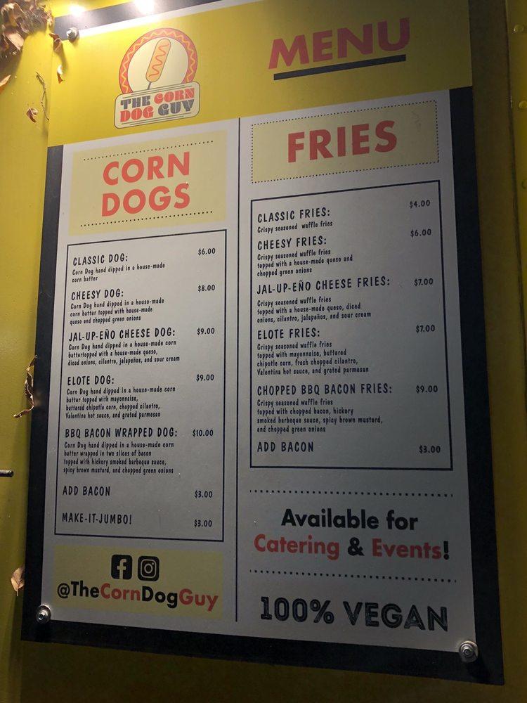 Menu at The Corn Dog Guy restaurant, Austin, Fruth St