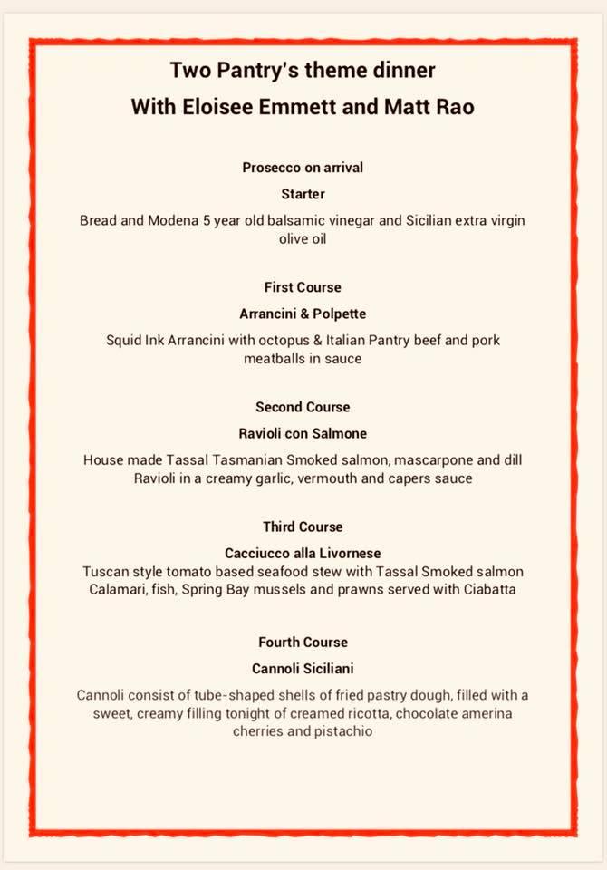 Menu at The Italian Pantry restaurant, Margate