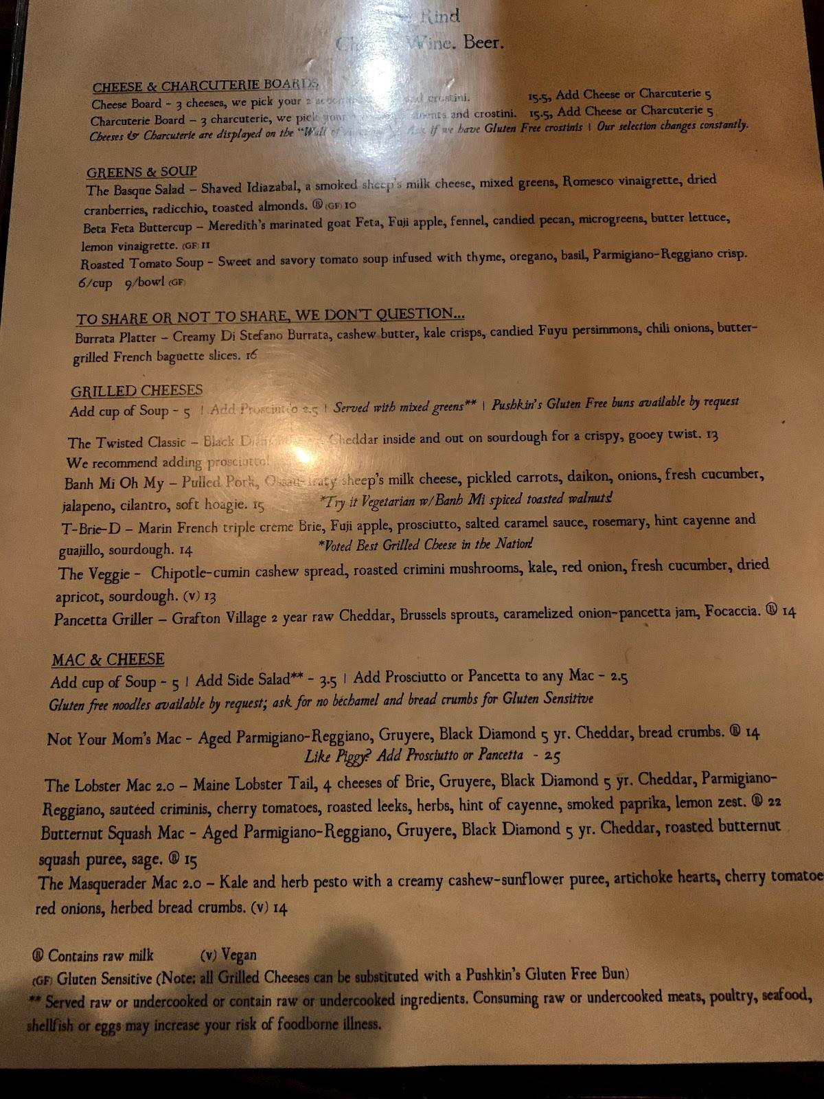 Menu at The Rind pub & bar, Sacramento, L St #40