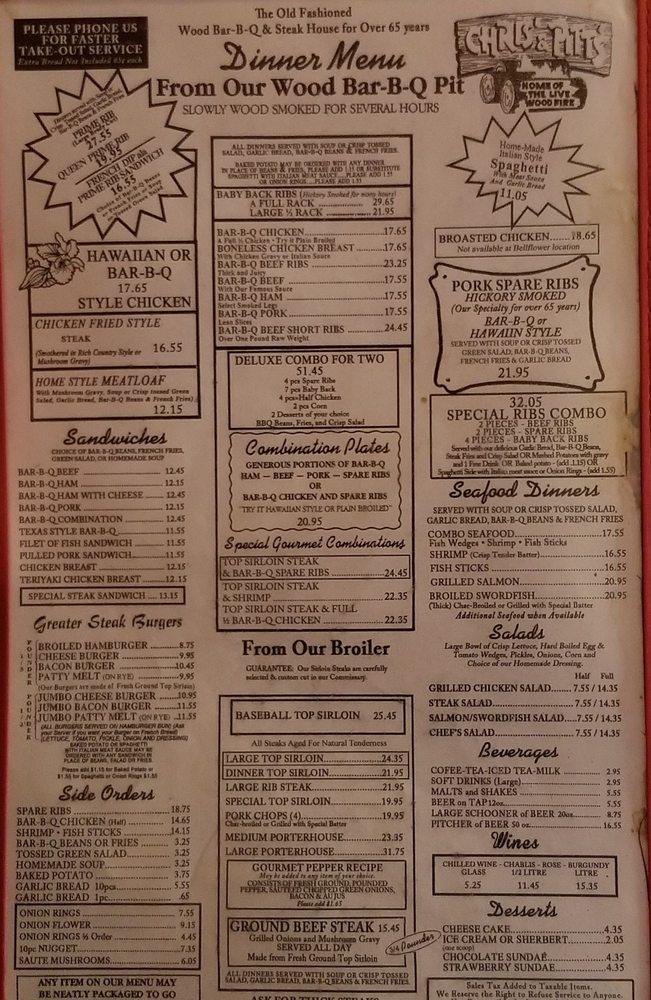 Menu at Chris & Pitts BBQ Restaurant, Downey