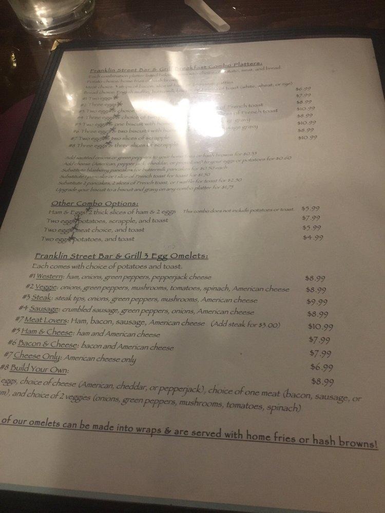 Menu at Franklin Street Bar & Grill, Johnstown