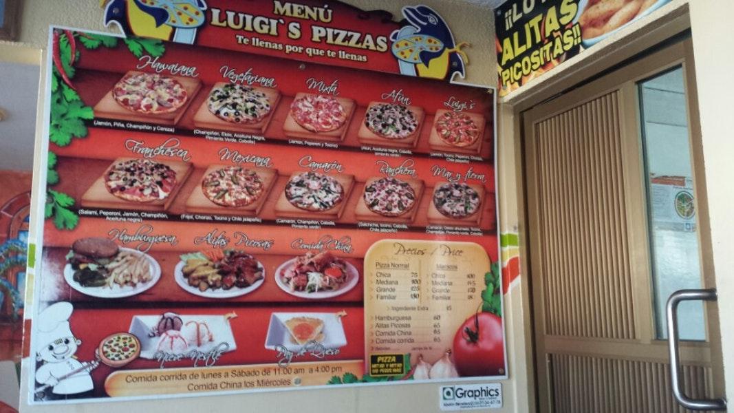 Menu at Luigi's Pizza pizzeria, Bahía Kino