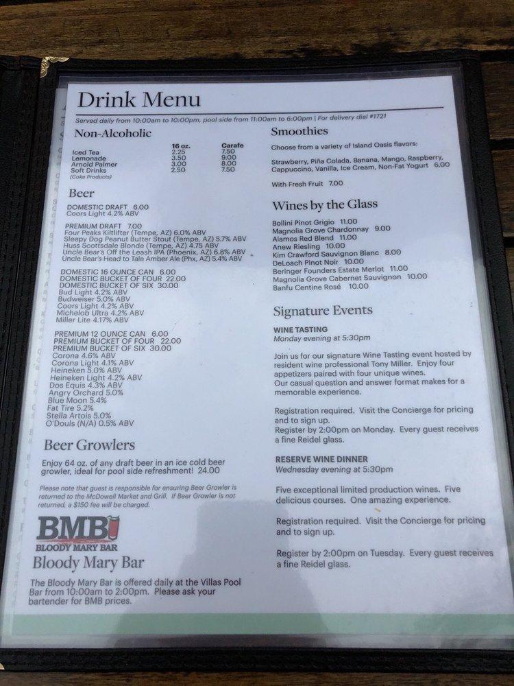 Menu at Mcdowell Market & Grill pizzeria, Scottsdale, The Westin ...