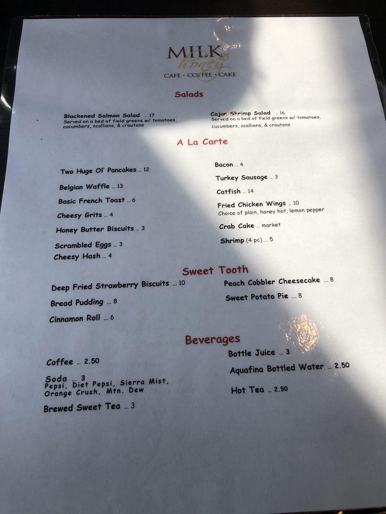 Carta del café Milk & Honey - College Park, College Park, Baltimore Ave