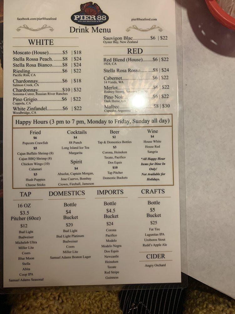 Menu at Pier 88 Boiling Seafood & Bar OKC, Oklahoma City