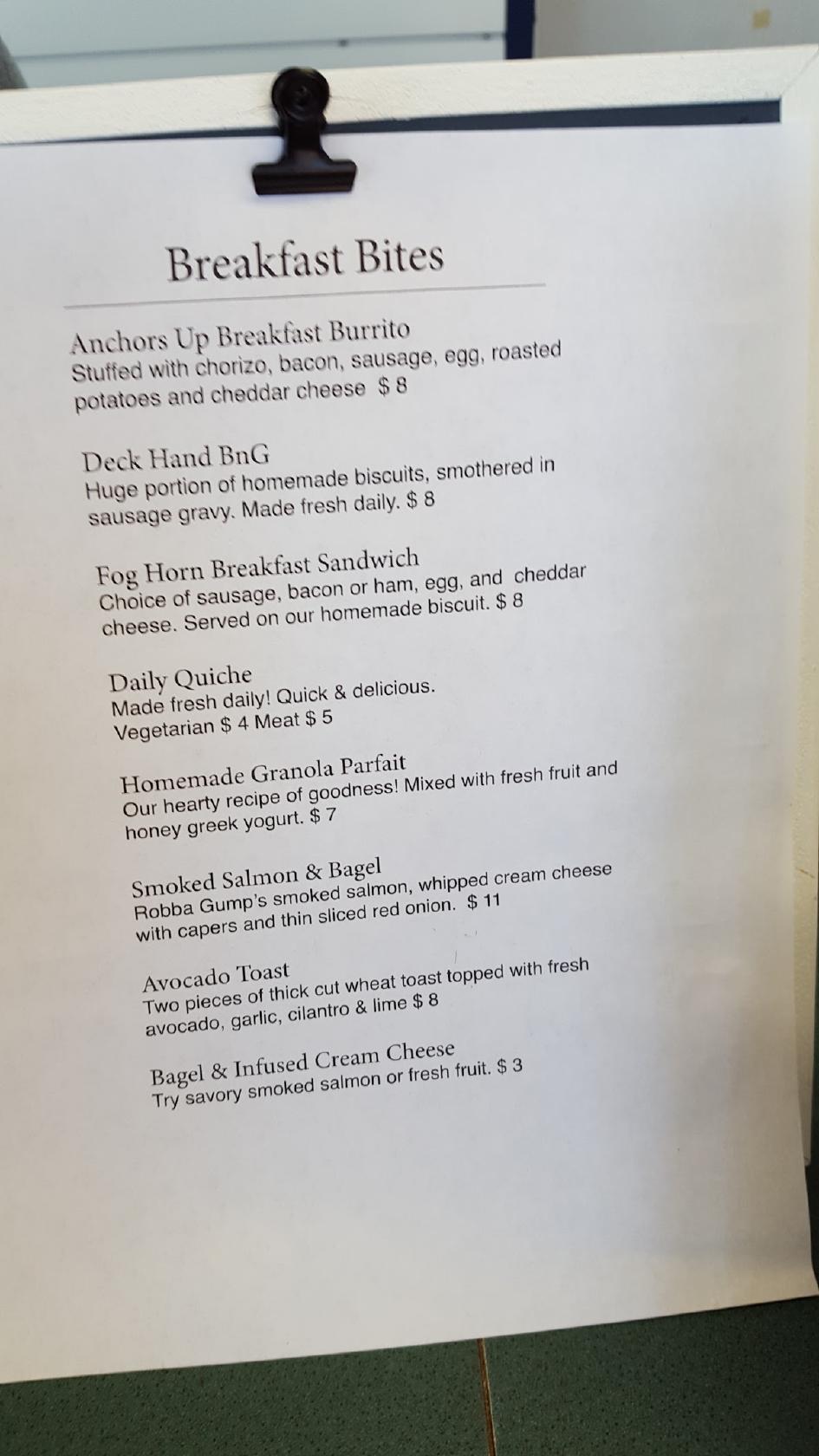 Menu at Whale Bites Cafe, Depoe Bay