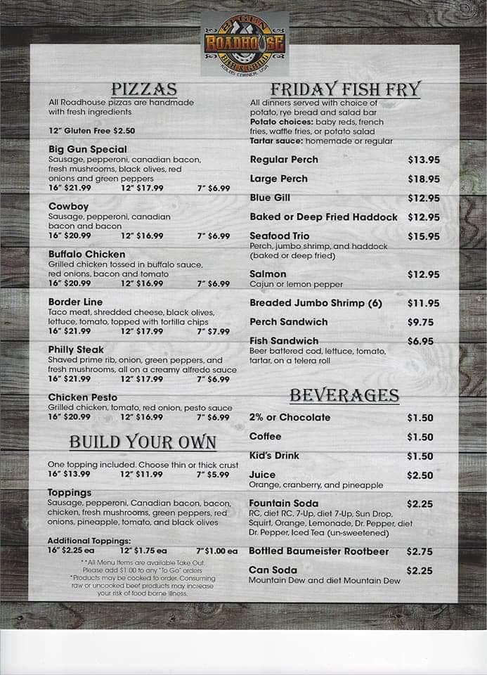 Menu at 21 Gun Roadhouse pub & bar, Green Bay