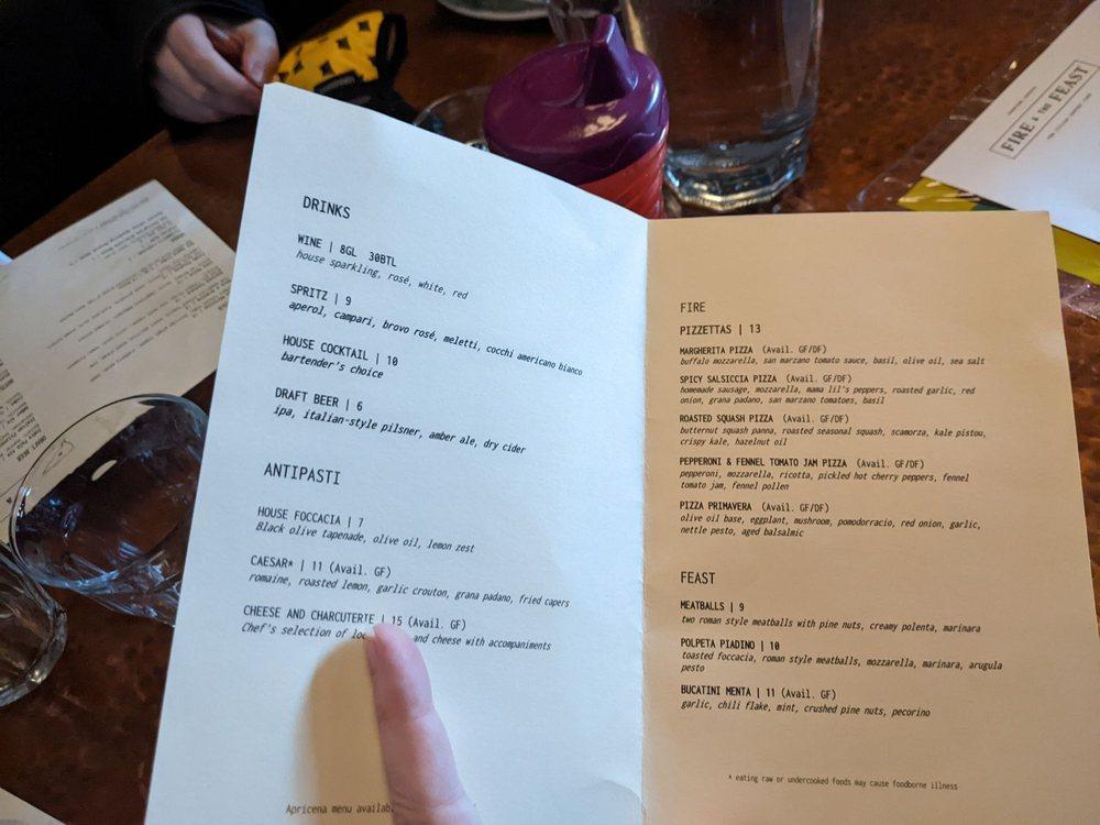Menu at Fire & the Feast restaurant, Edmonds