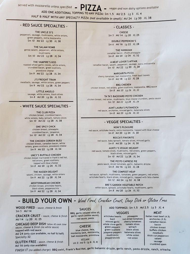 Menu at Mamma Celeste's Gastropub & Pizzeria, Sparks