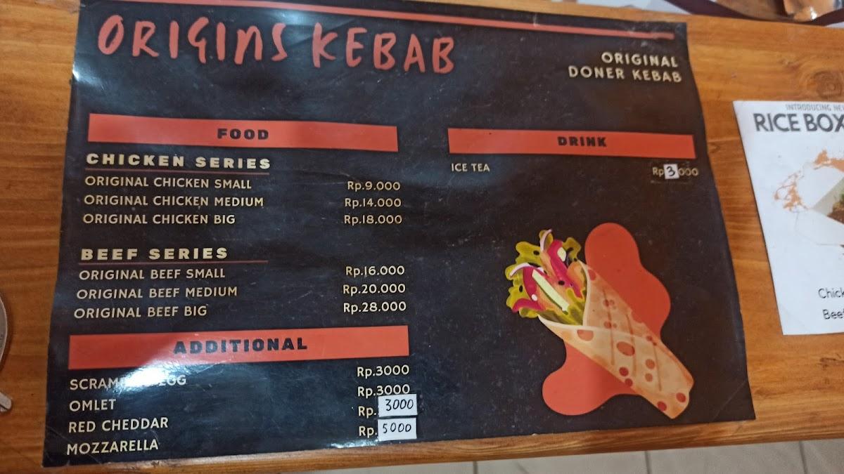 Menu at Origins Kebab Tembalang, Semarang
