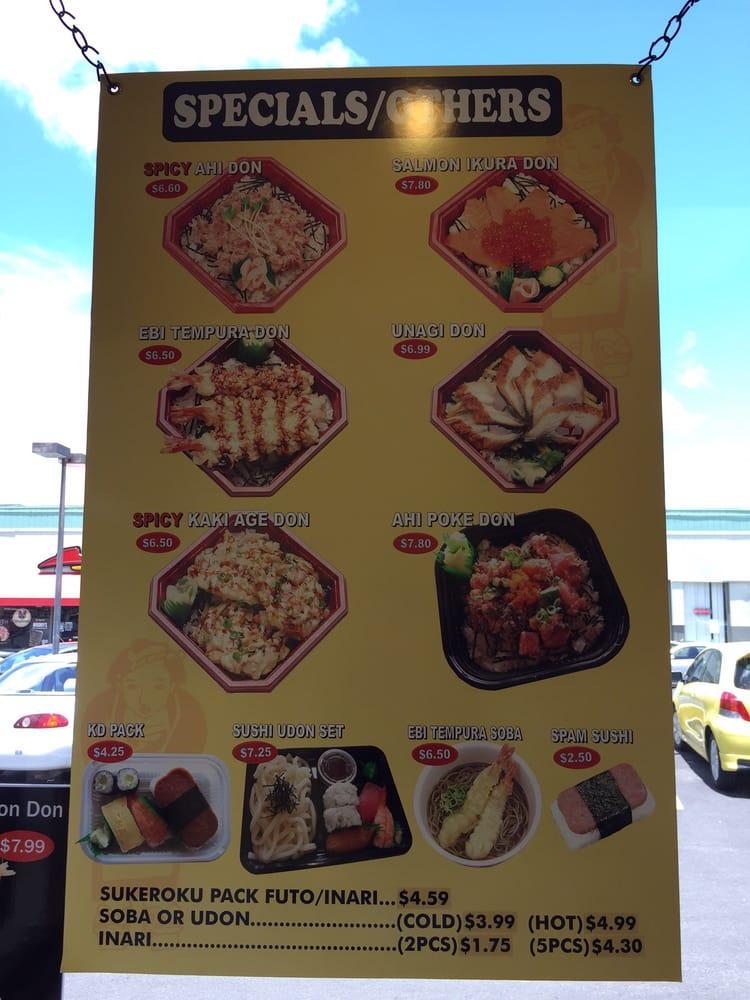 Menu at Kozo Sushi restaurant, Honolulu, S King St