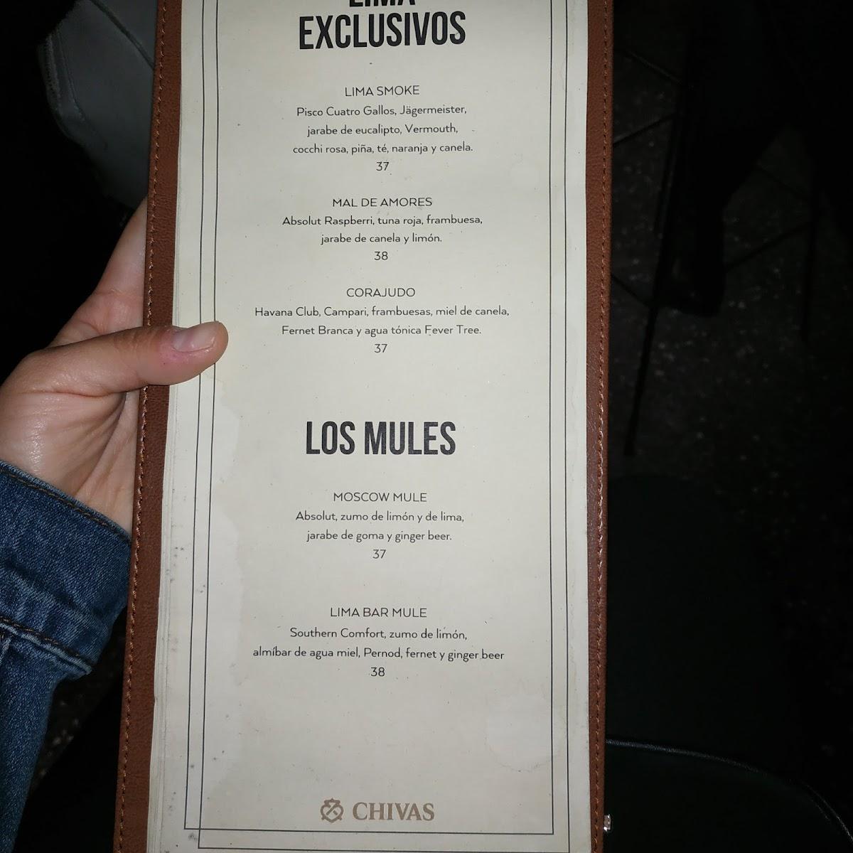 Carta de Lima Bar, Miraflores, Malecón de la Reserva 610